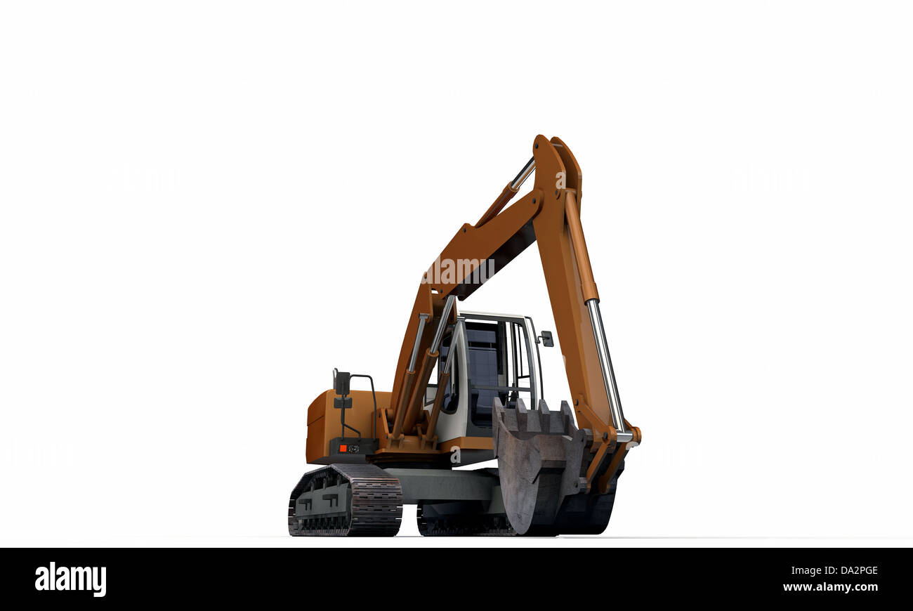 excavator isolated on white background Stock Photo - Alamy