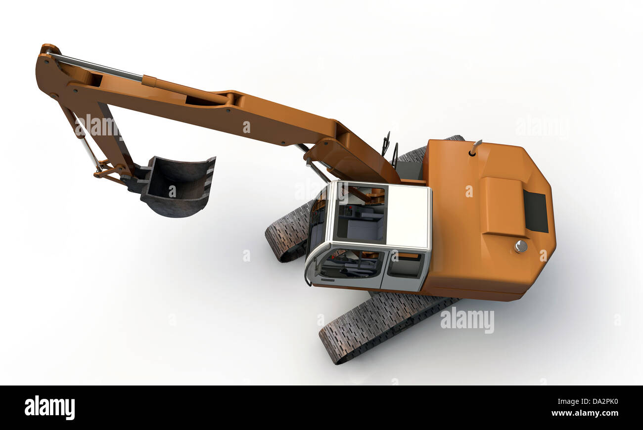 excavator isolated on white background Stock Photo - Alamy