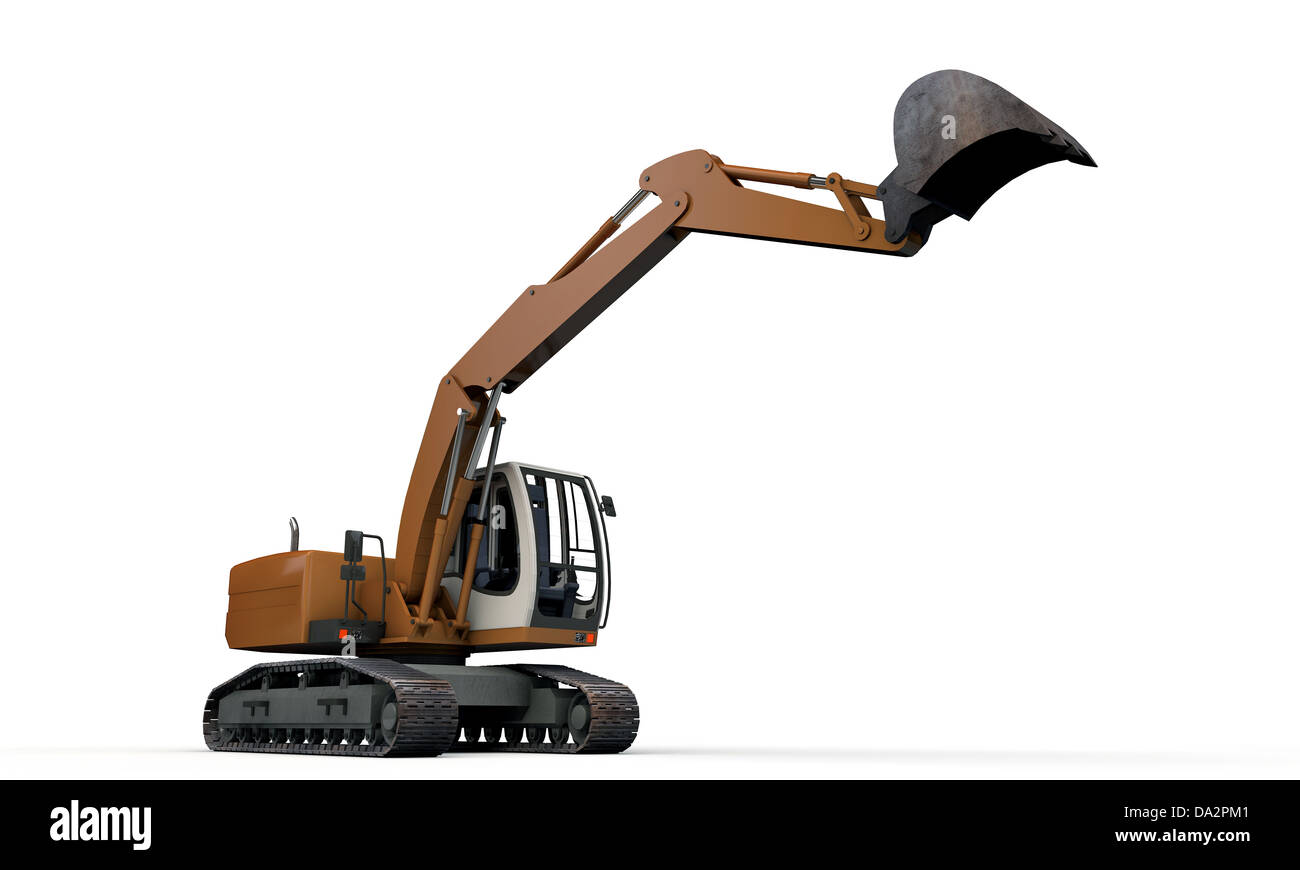 excavator isolated on white background Stock Photo - Alamy
