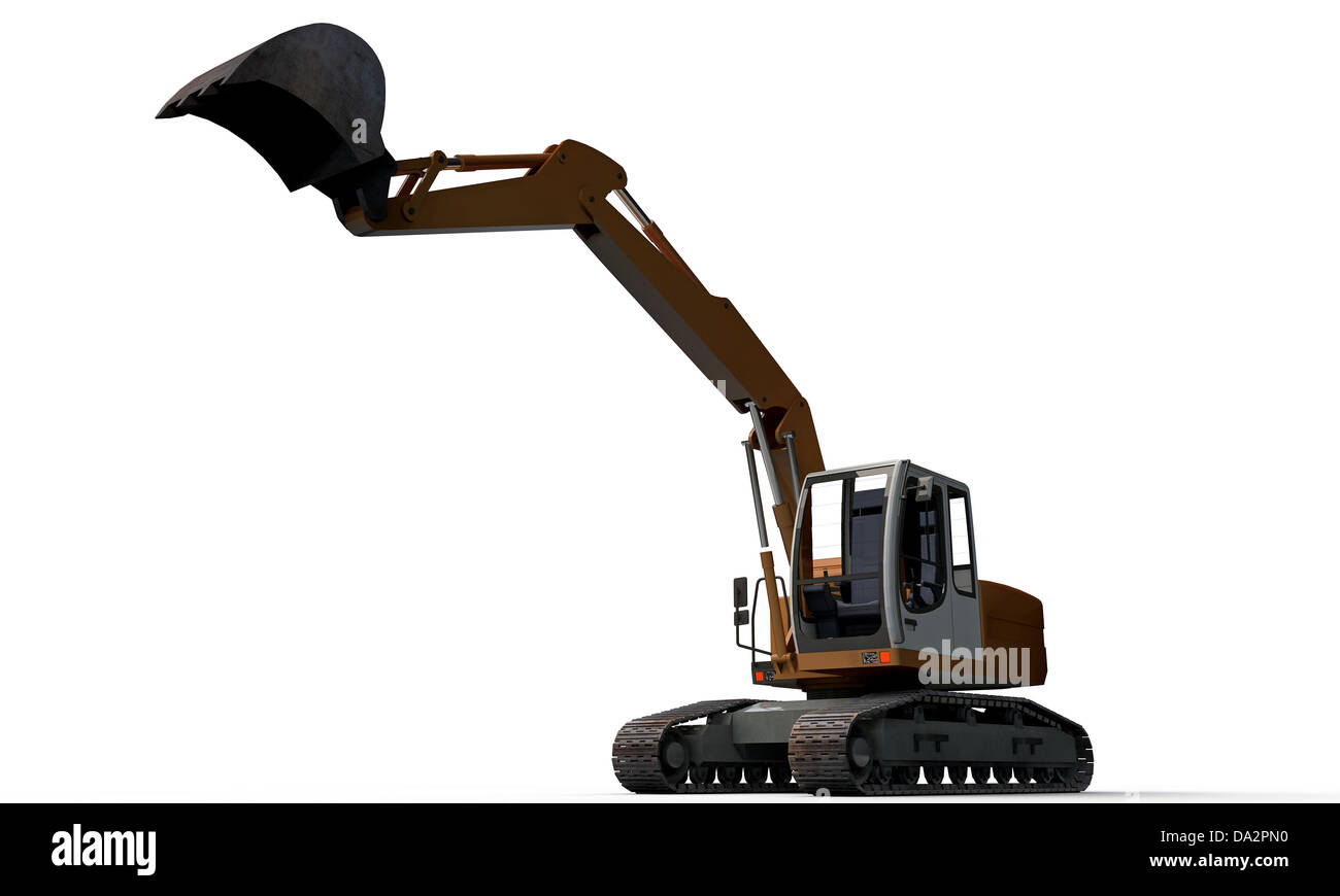 excavator isolated on white background Stock Photo - Alamy