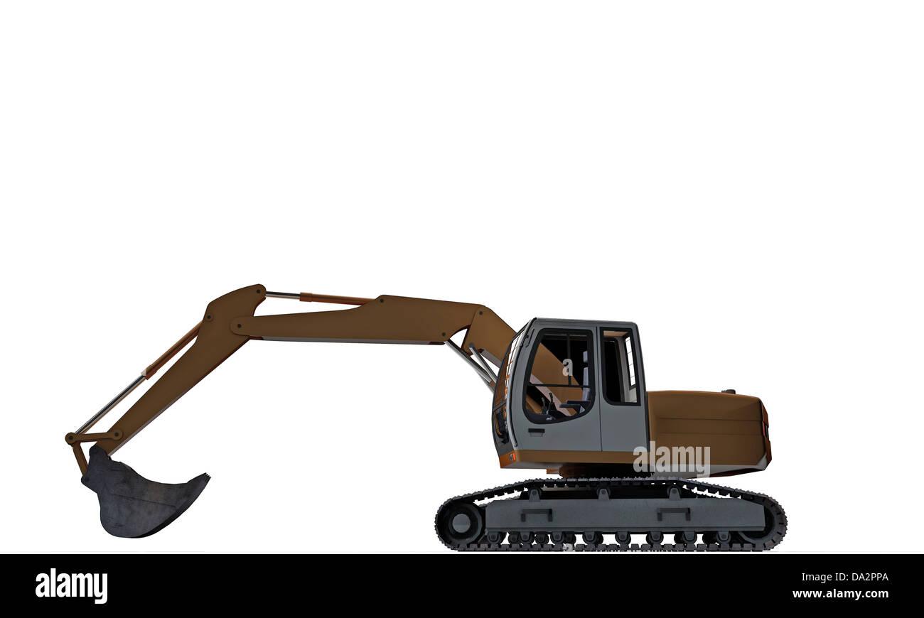 excavator isolated on white background Stock Photo - Alamy