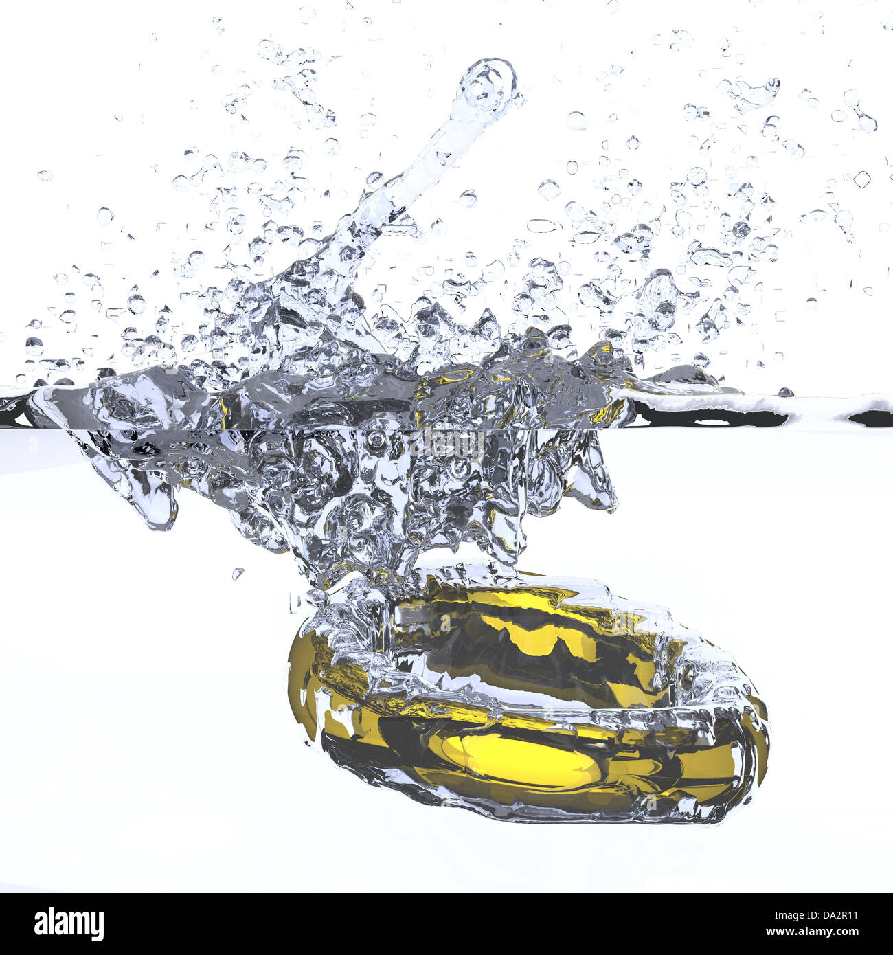 Gold Wedding Ring - Splash Stock Photo - Alamy