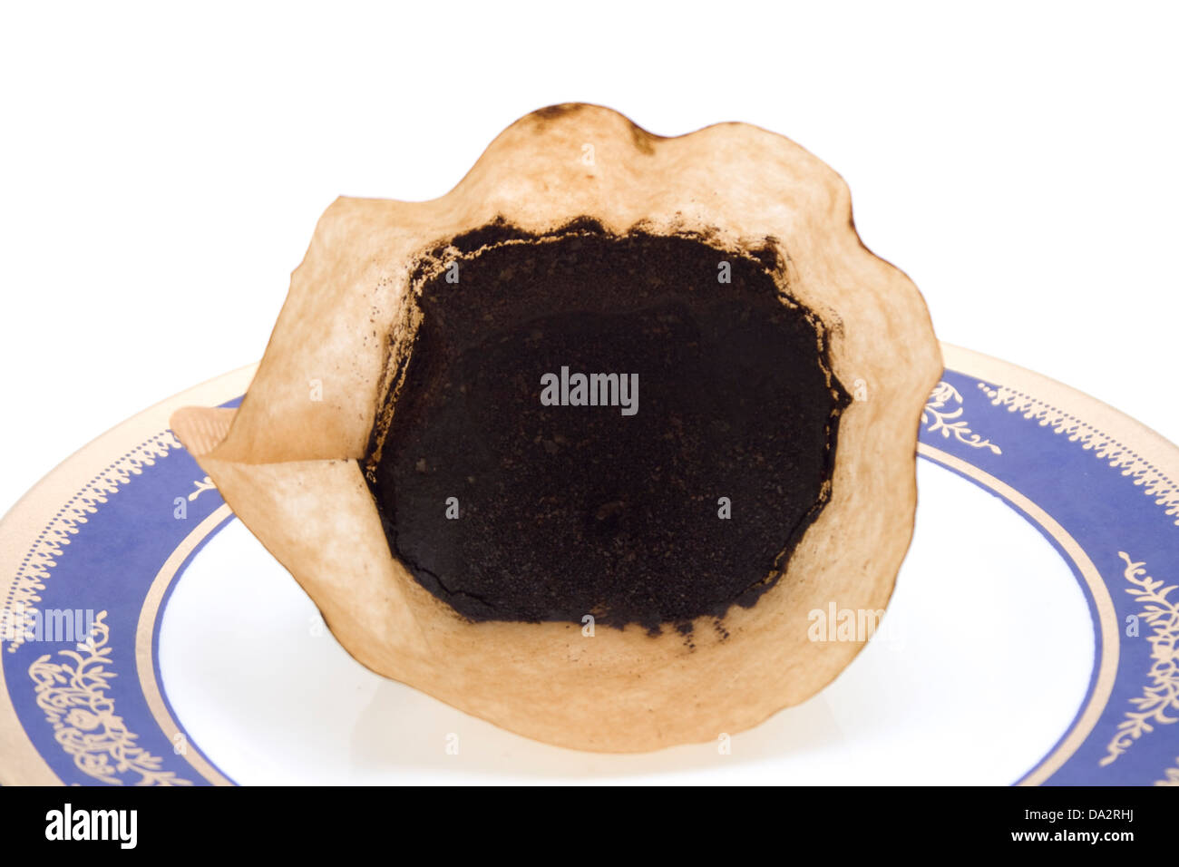 Old Coffee filter on Plastic Plate Stock Photo - Alamy