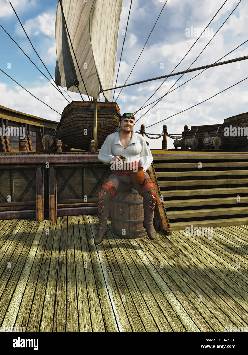 Pirate on Board Ship Stock Photo - Alamy