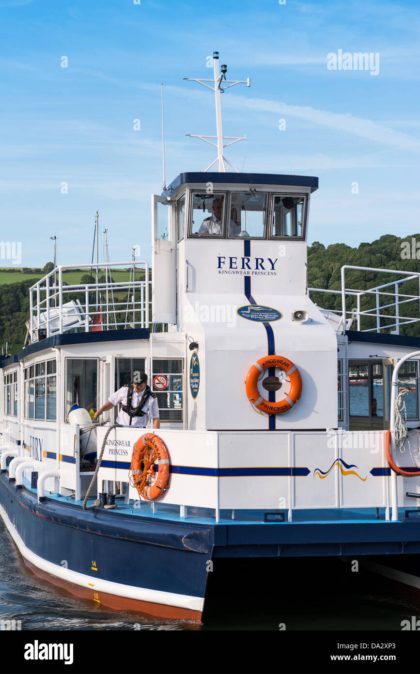 Dartmouth, Devon, England. July 1st 2013. The Kingswear ferry comes in ...