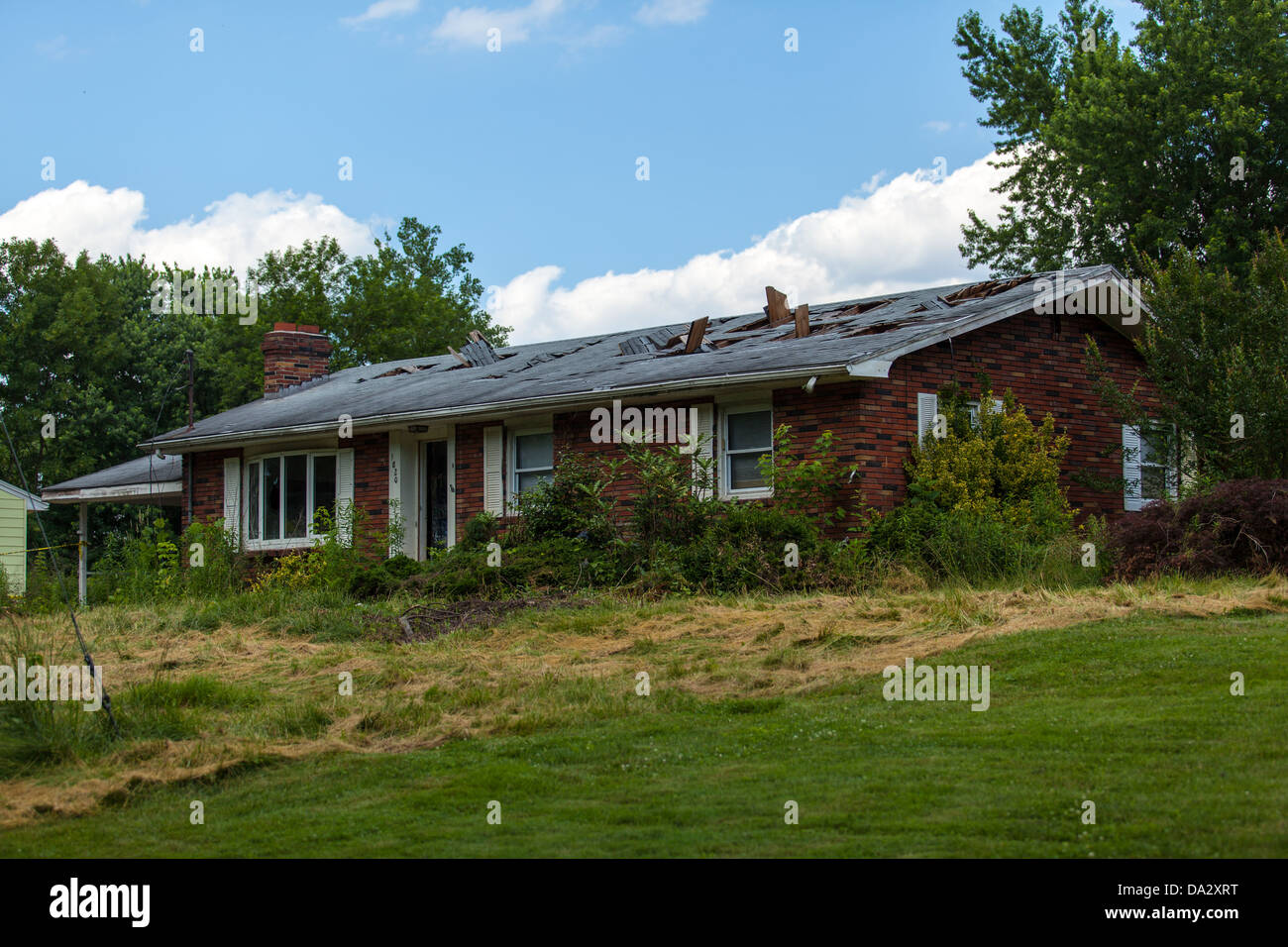 Do not cross Police Line at abandoned house Stock Photo - Alamy