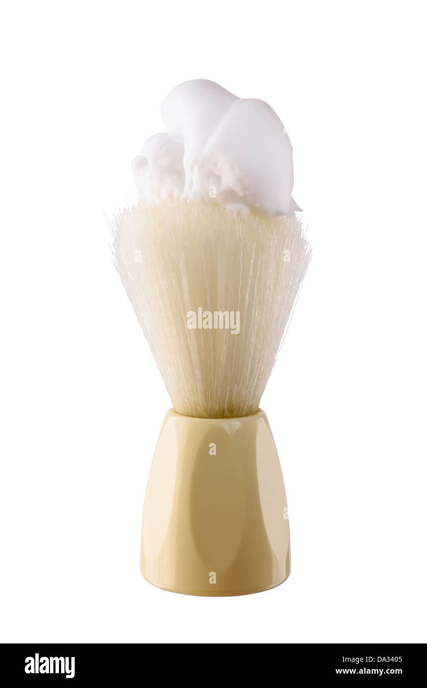 A shaving brush with shaving cream. isolated on white background Stock ...