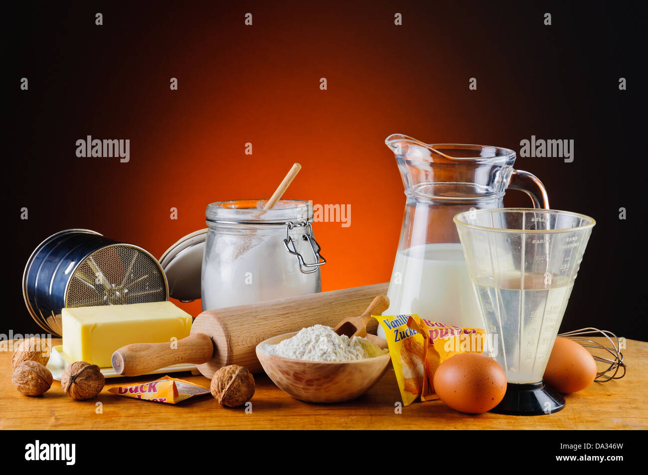 still life with traditional baking ingredients Stock Photo - Alamy