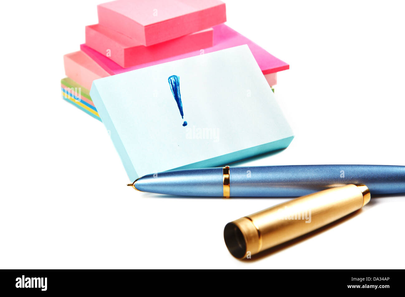 Pile of stickers with pen isolated on a white background Stock Photo ...