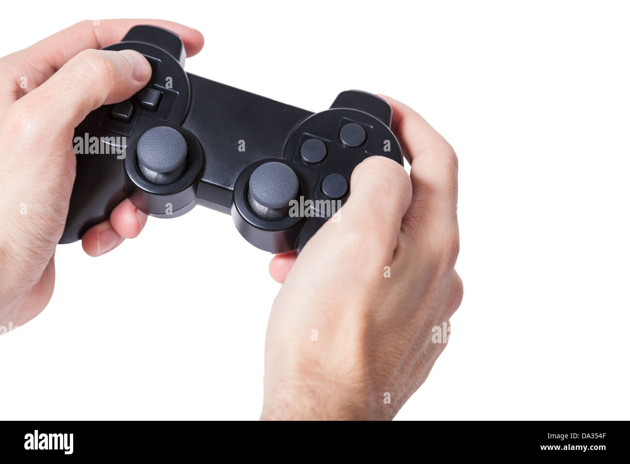 Close-up of Male Hands Holding Gamepad iSolated White Background Stock ...