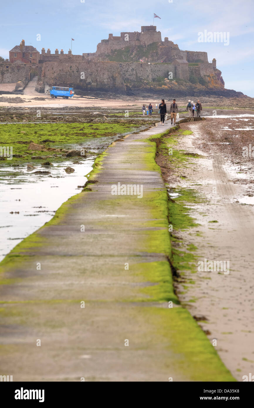 low tide at Elizabeth Castle, St Helier, Jersey, United Kingdom Stock ...