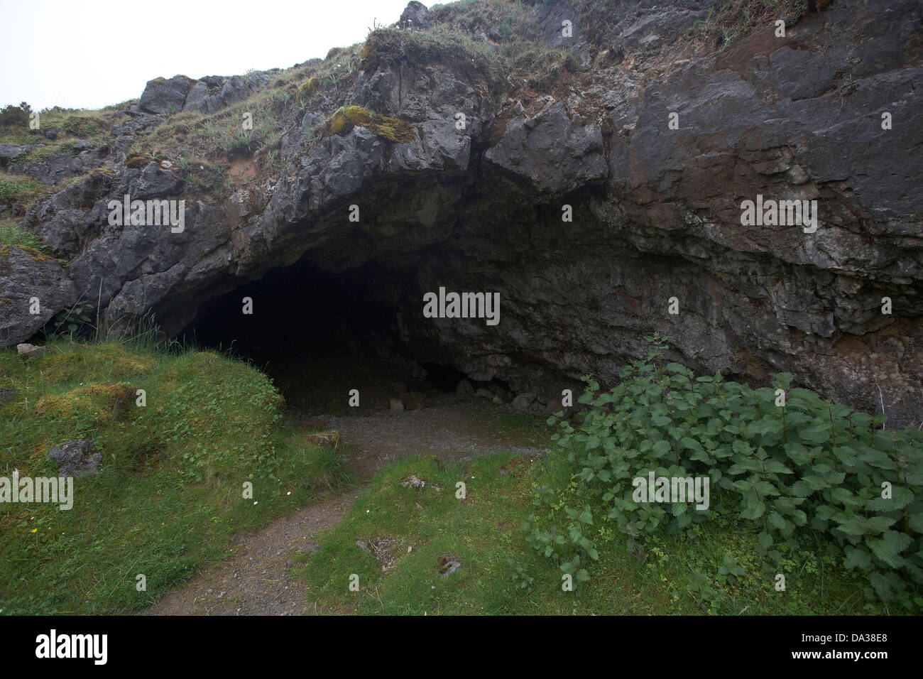 The gaping entrance to one of the Inchnadamph caves, Gleann Dubh ...