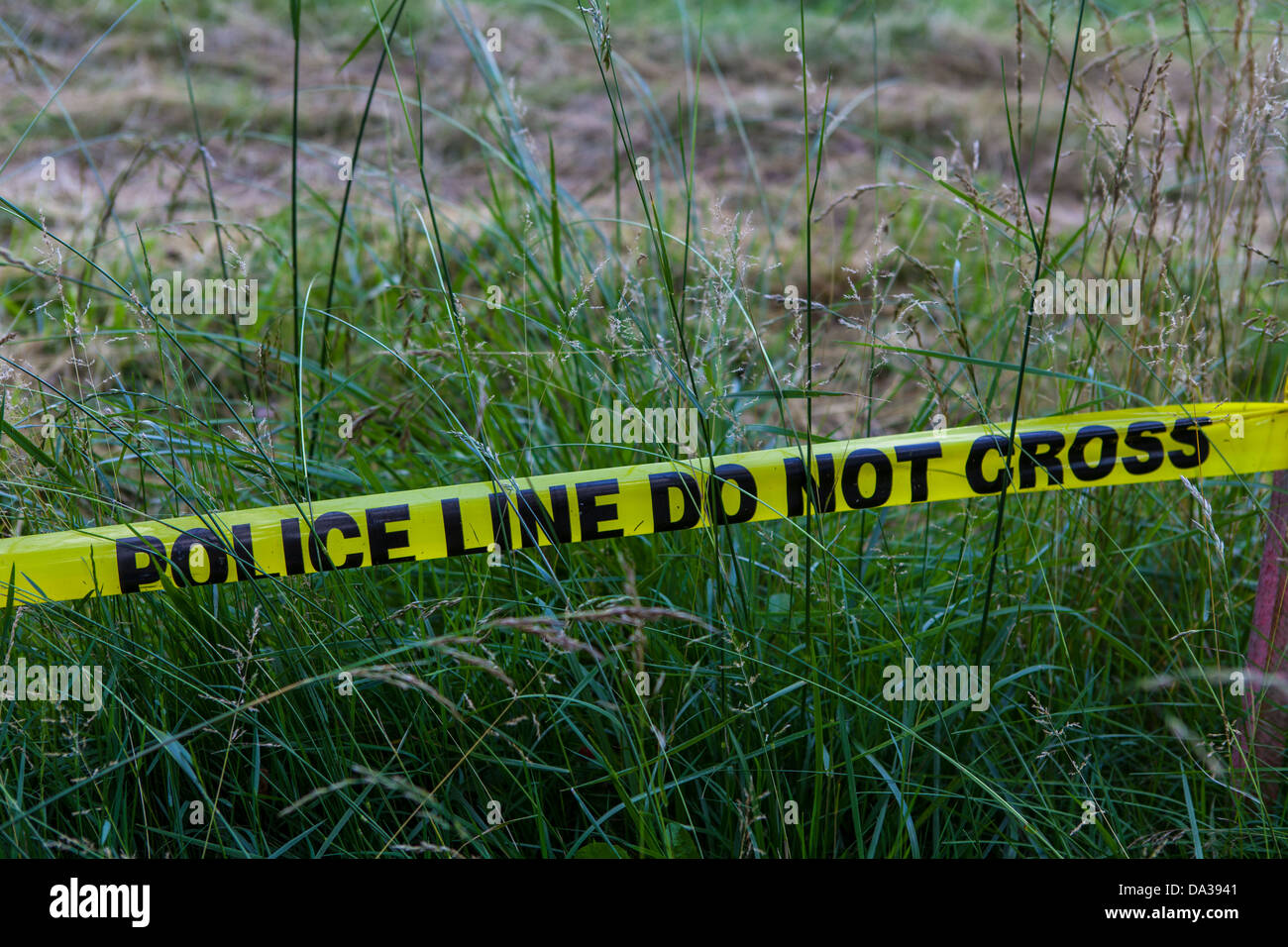 Do not cross Police Line at abandoned house Stock Photo - Alamy