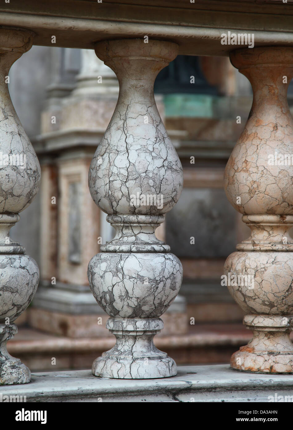 Decorative marble balustrade of different colours Stock Photo - Alamy