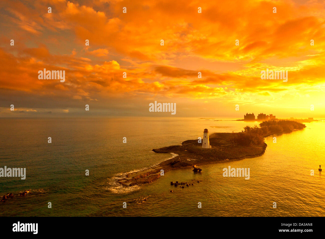 nassau bahamas and lighthouse at dawn Stock Photo - Alamy