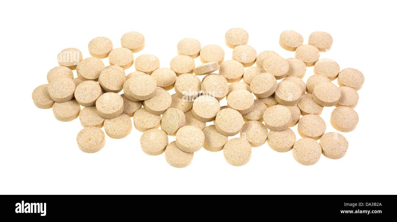 A small group of selenium mineral tablets on a white background Stock ...