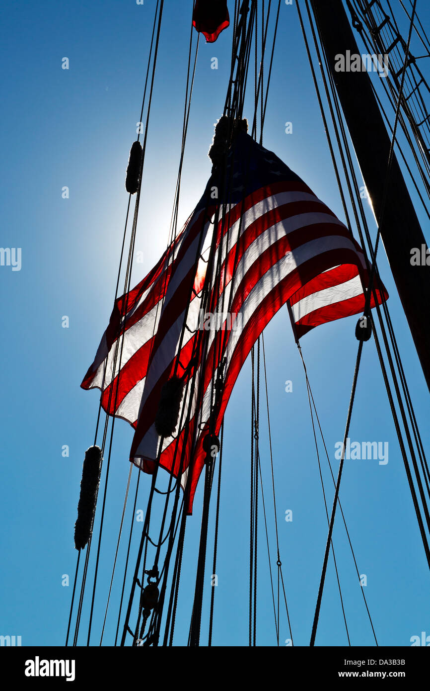United States of America Flag in ships rigging Stock Photo - Alamy