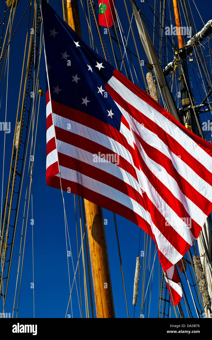 United States of America Flag in ships rigging Stock Photo - Alamy