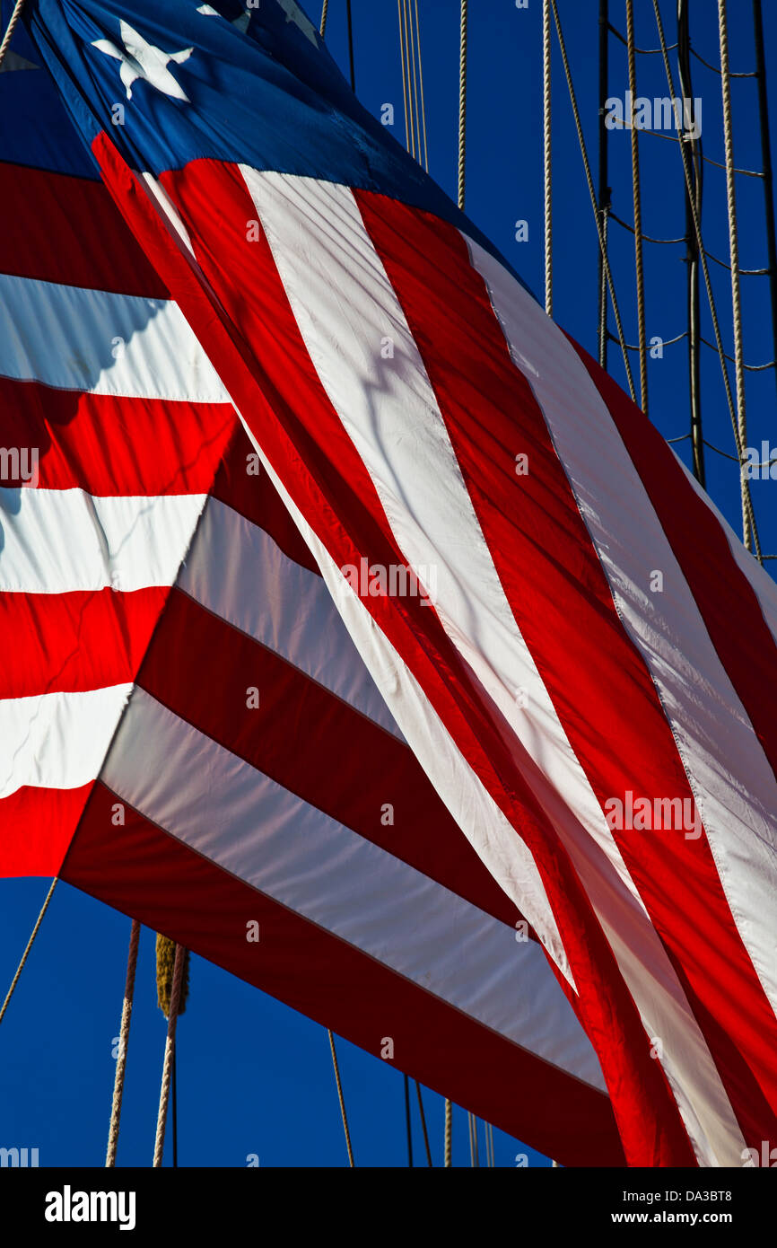 United States of America Flag in ships rigging Stock Photo - Alamy