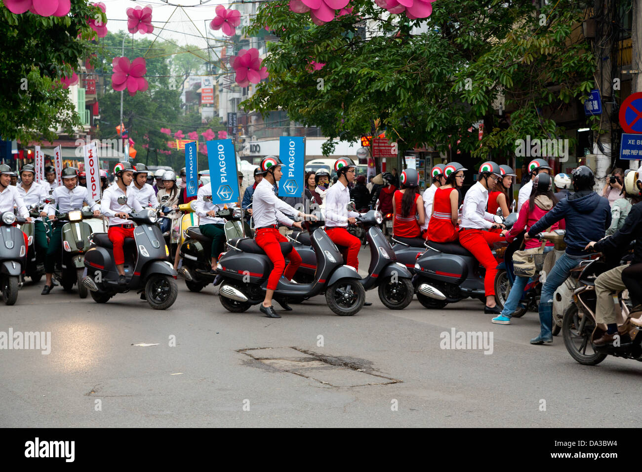 Scooter Drivers in Hanoi, Vietnam Stock Photo - Alamy