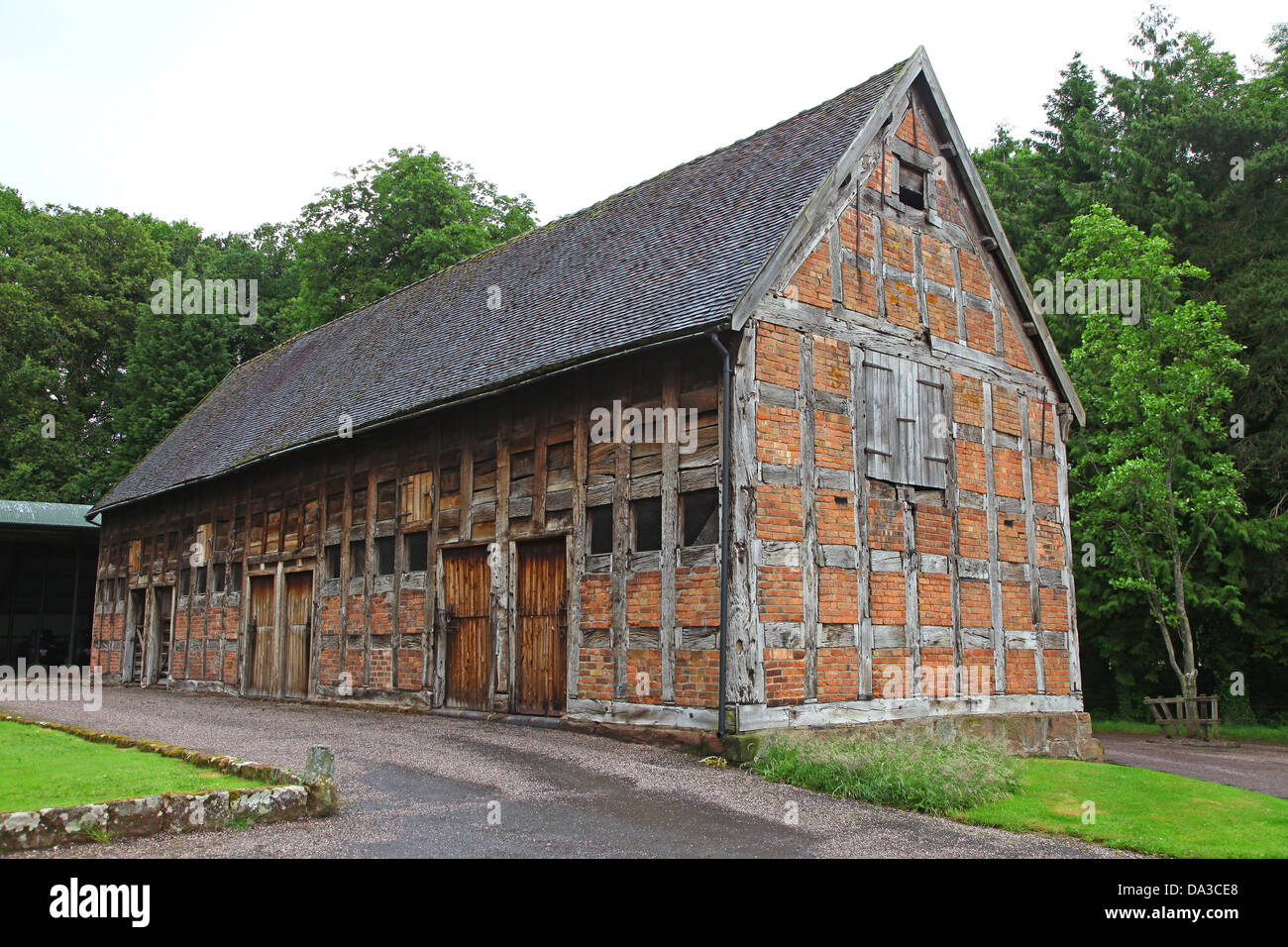 The 17th century Tithe Barn in the grounds of Hodnet Hall Shropshire ...