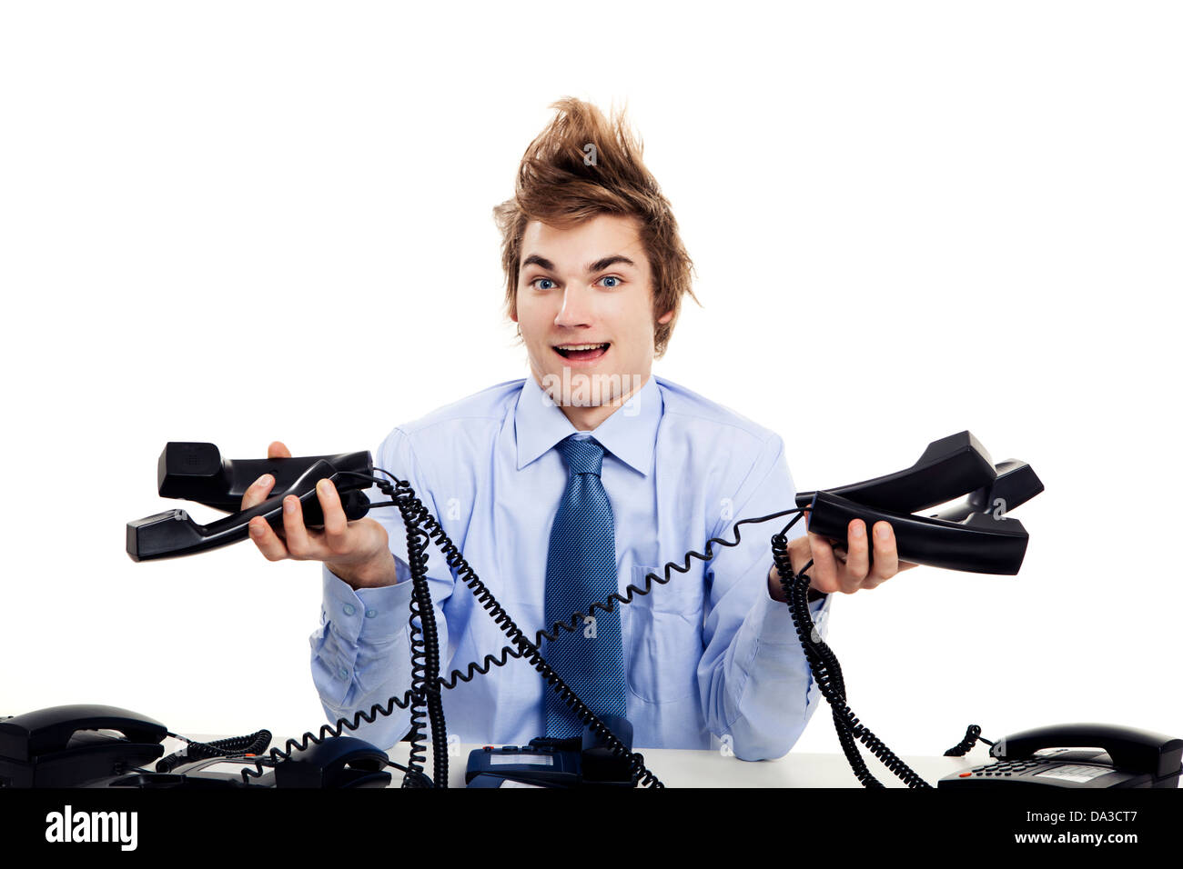 Answering several phones at work hi-res stock photography and images ...