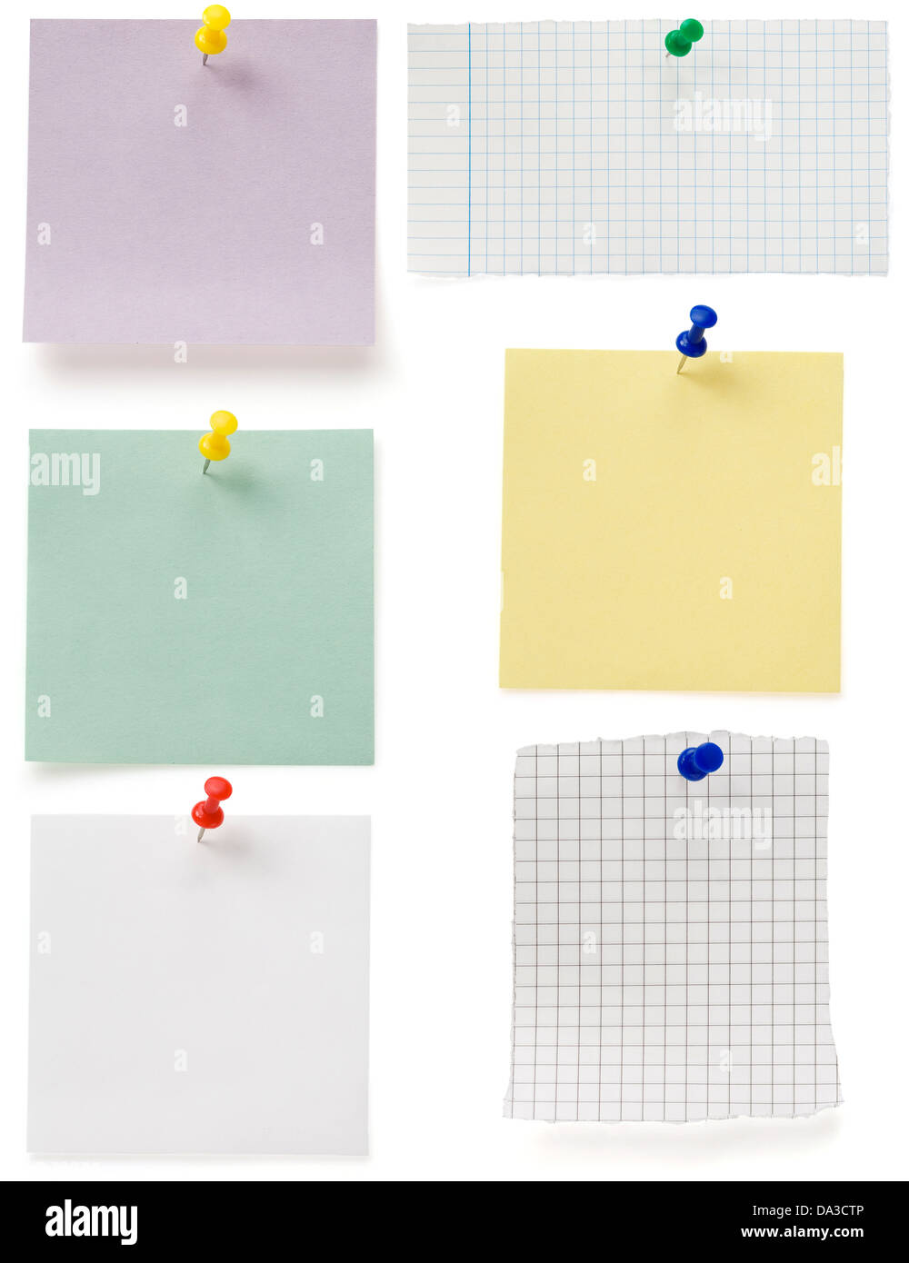 note paper and tack isolated on white background Stock Photo - Alamy