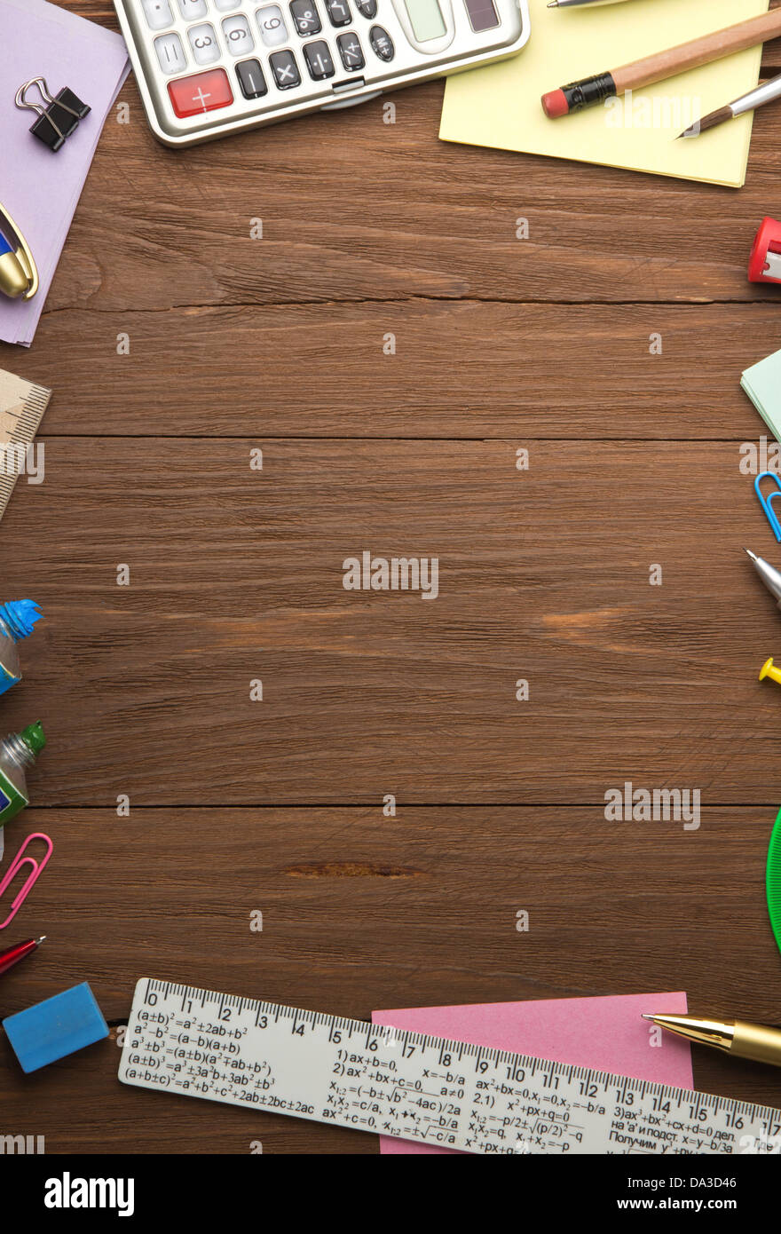 back to school concept on wood background Stock Photo - Alamy