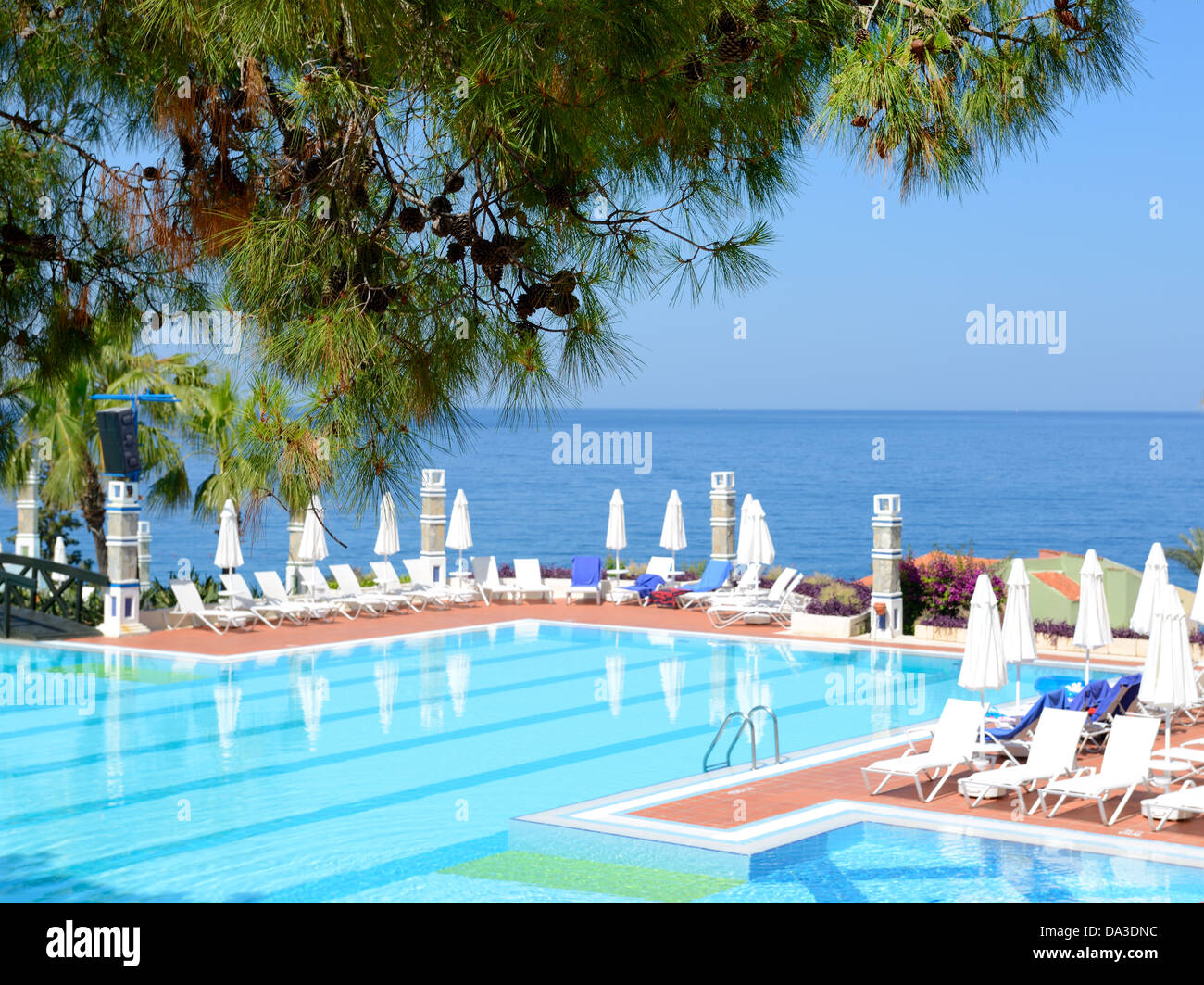 Swimming pool in luxury hotel, Fethiye, Turkey Stock Photo - Alamy
