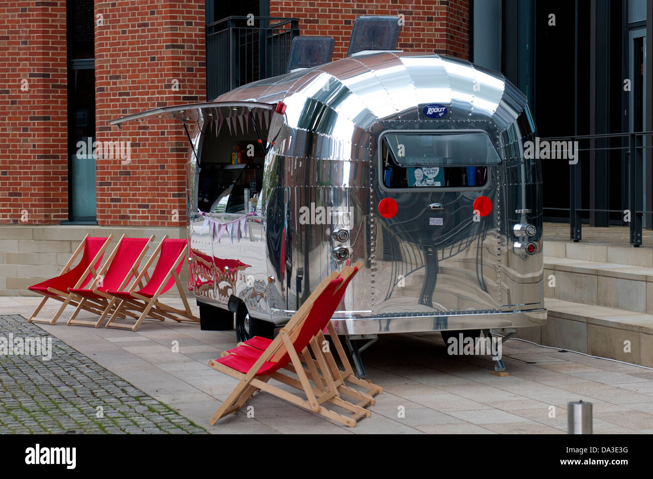 Retro Rocket aluminium caravan Stock Photo - Alamy