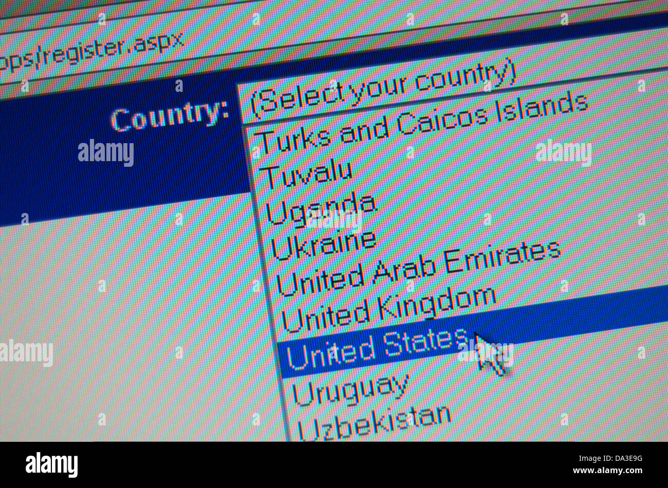 Close up of web page menu items Stock Photo - Alamy
