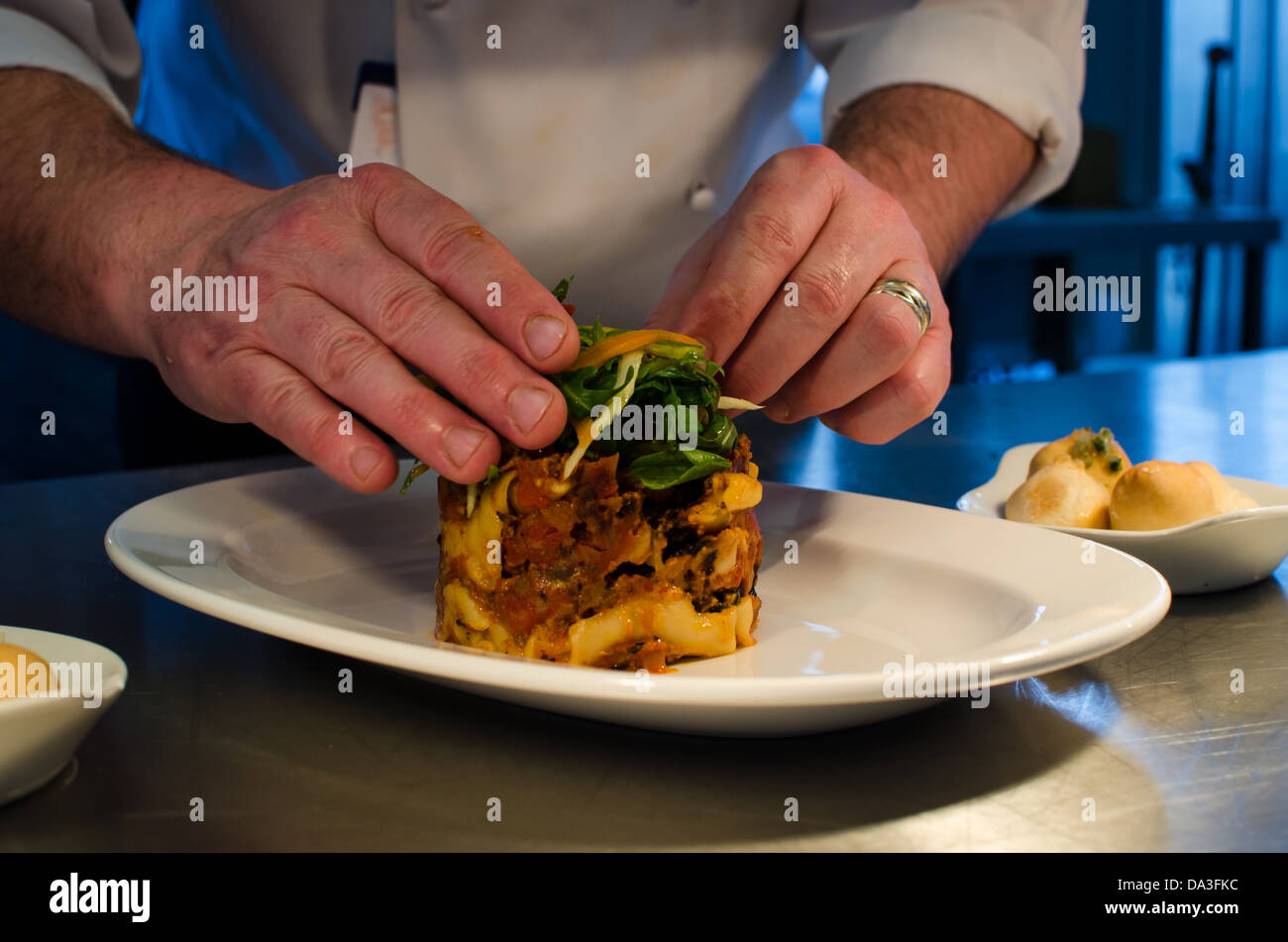 Food being prepared at a fine dining college restaurant Stock Photo - Alamy