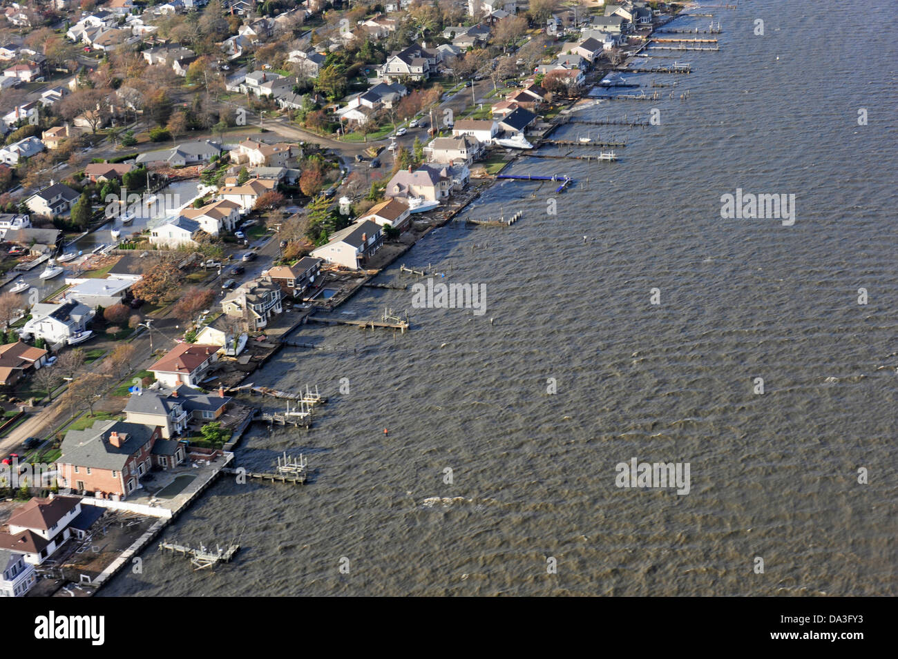 USA New York Long Island shown during an overflight with Coast Guard ...