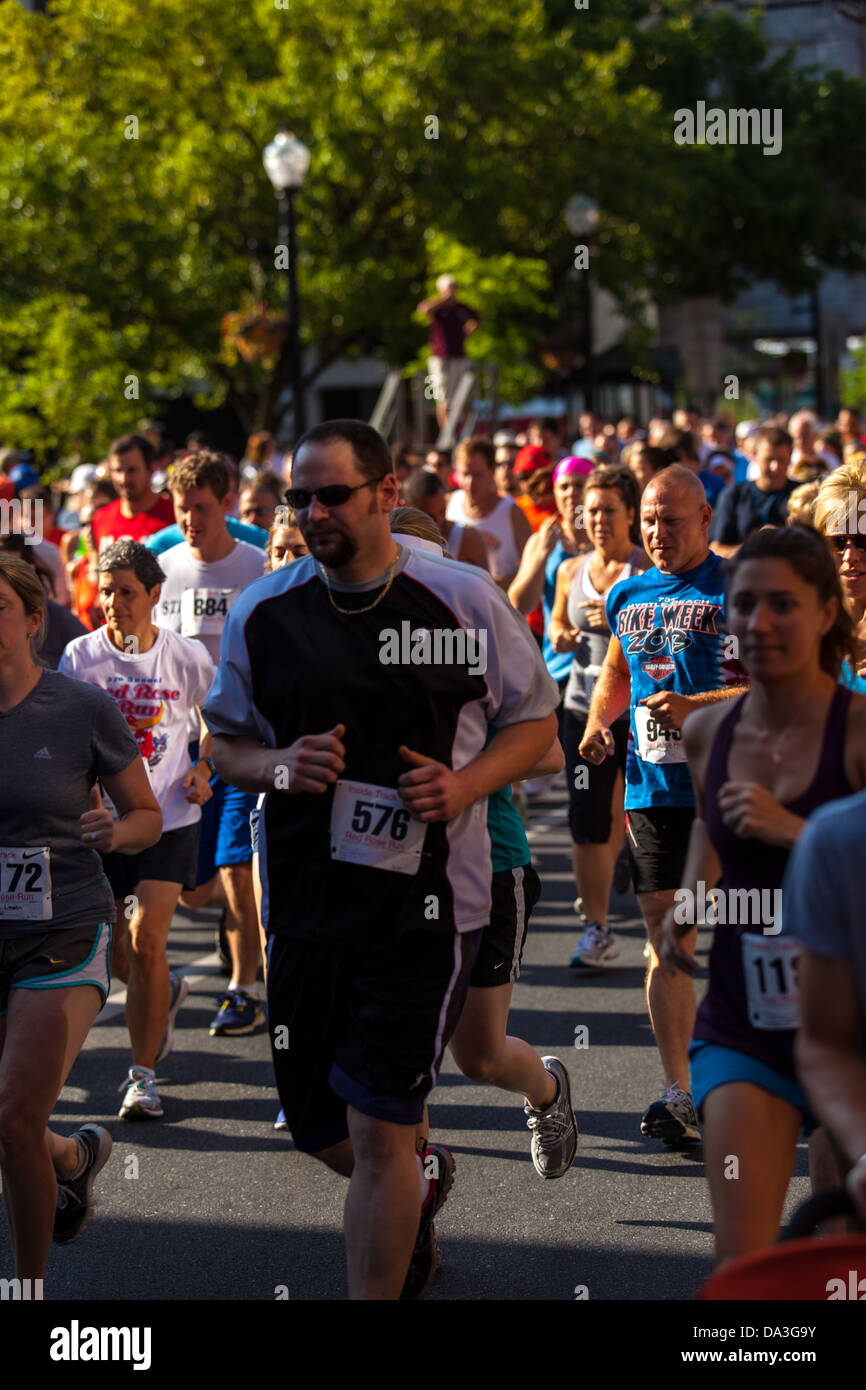 The annual Red Rose Run takes place in downtown Lancaster, PA. Over 500 ...