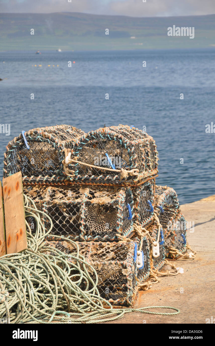 Fishing creels on a quayside in the Orkney Islands Stock Photo - Alamy