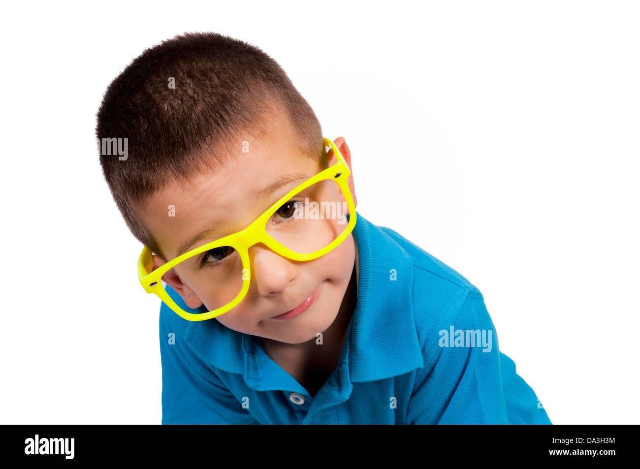 Curiosity boy isolated on white background Stock Photo - Alamy