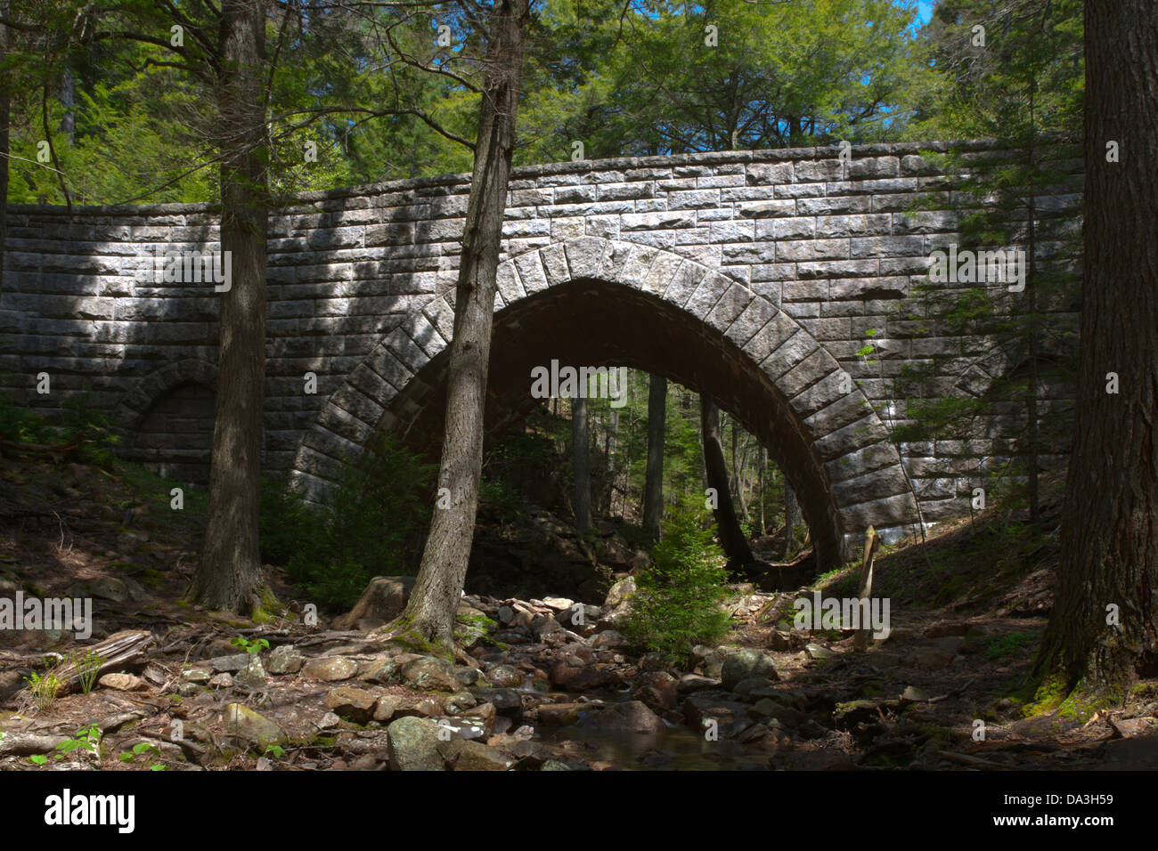 Carriage road stone bridge in Acadia National Park, Maine Stock Photo ...