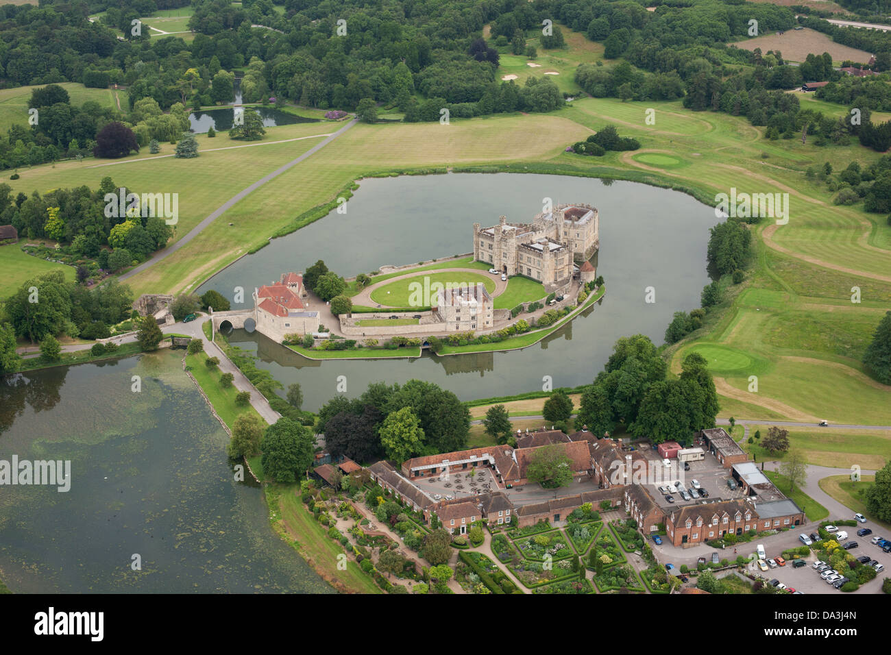 AERIAL VIEW. Leeds Castle. Kent, England, Great Britain, United Kingdom ...
