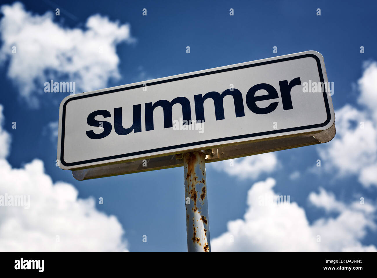 Summer ahead street sign against blue sky with clouds Stock Photo - Alamy