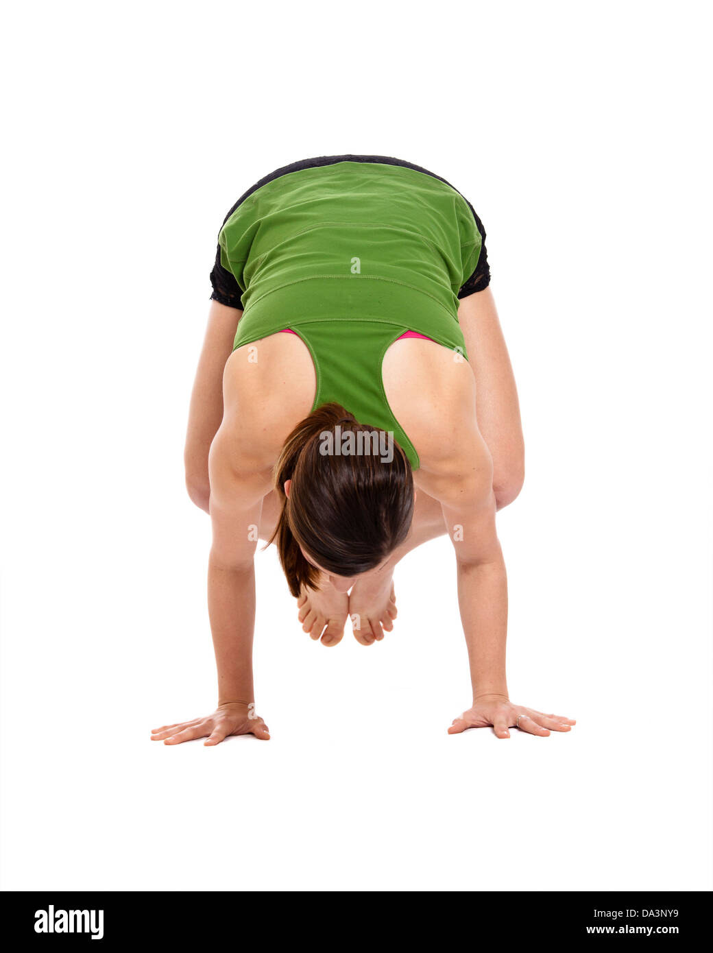 woman balancing on hands, doing yoga, with clipping path Stock Photo ...