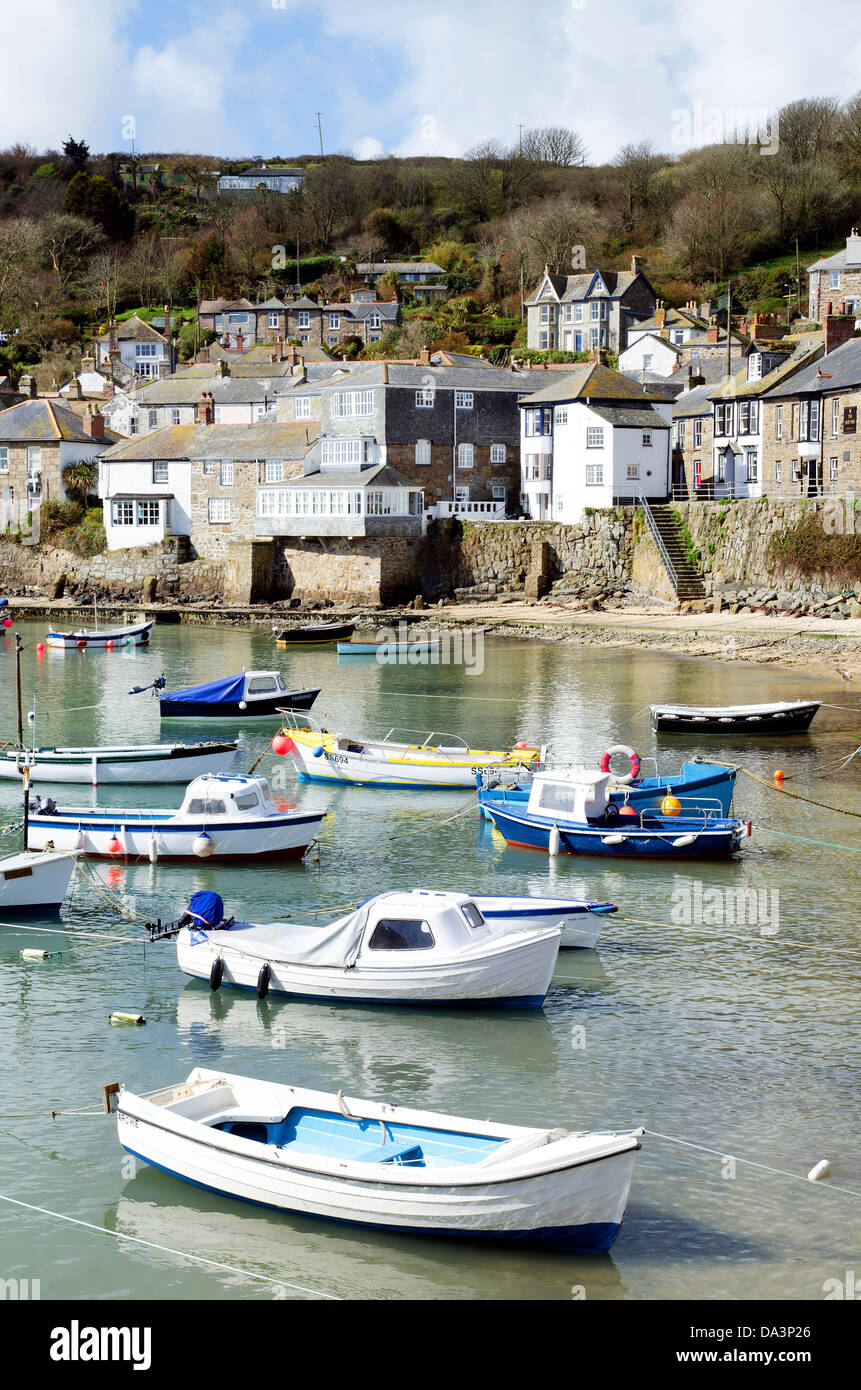 Boats moored in the harbour at Mousehole, Cornwall, UK Stock Photo - Alamy