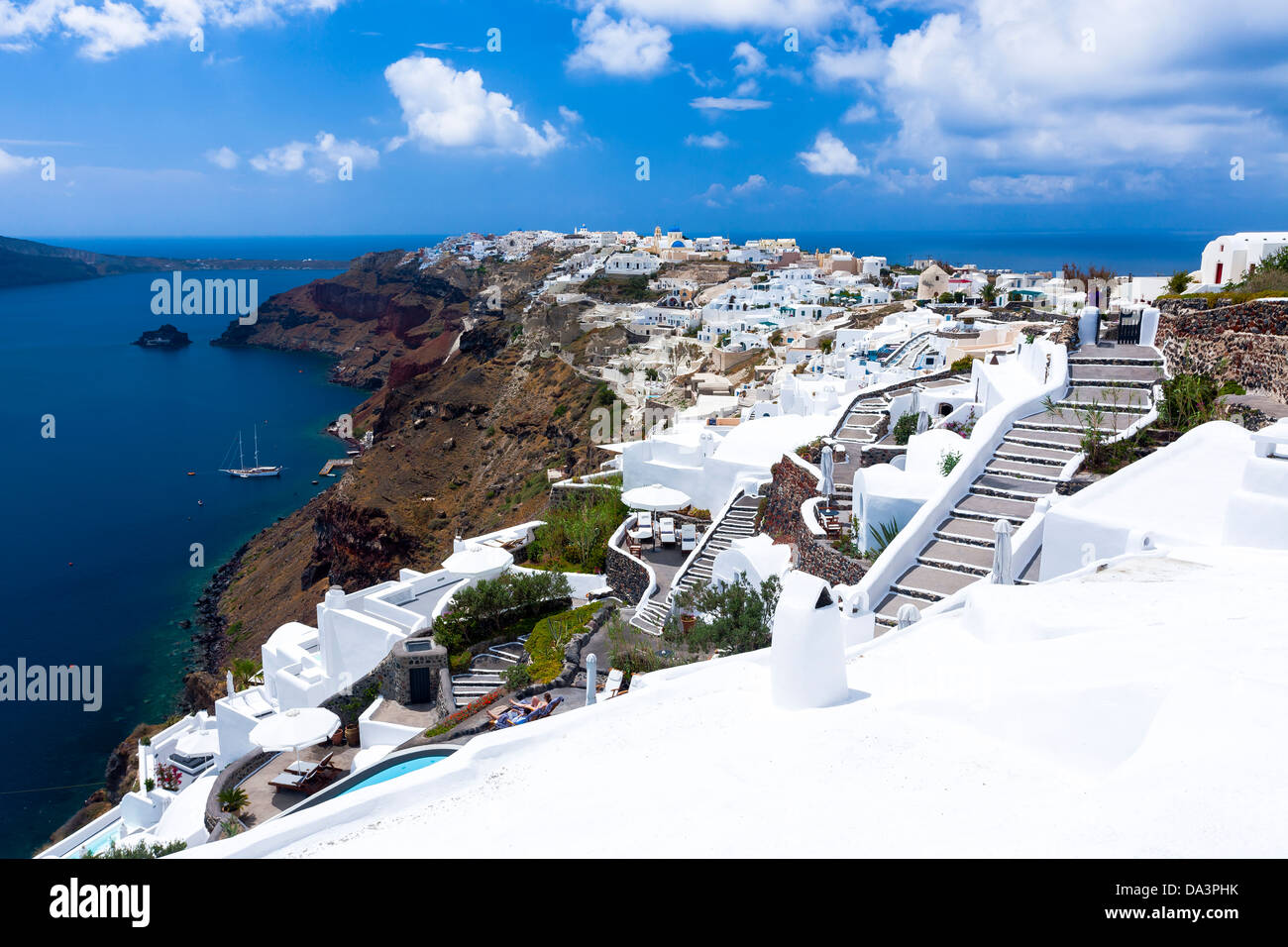 White buildings on the famous caldera at Oia Santorini Greece Stock ...