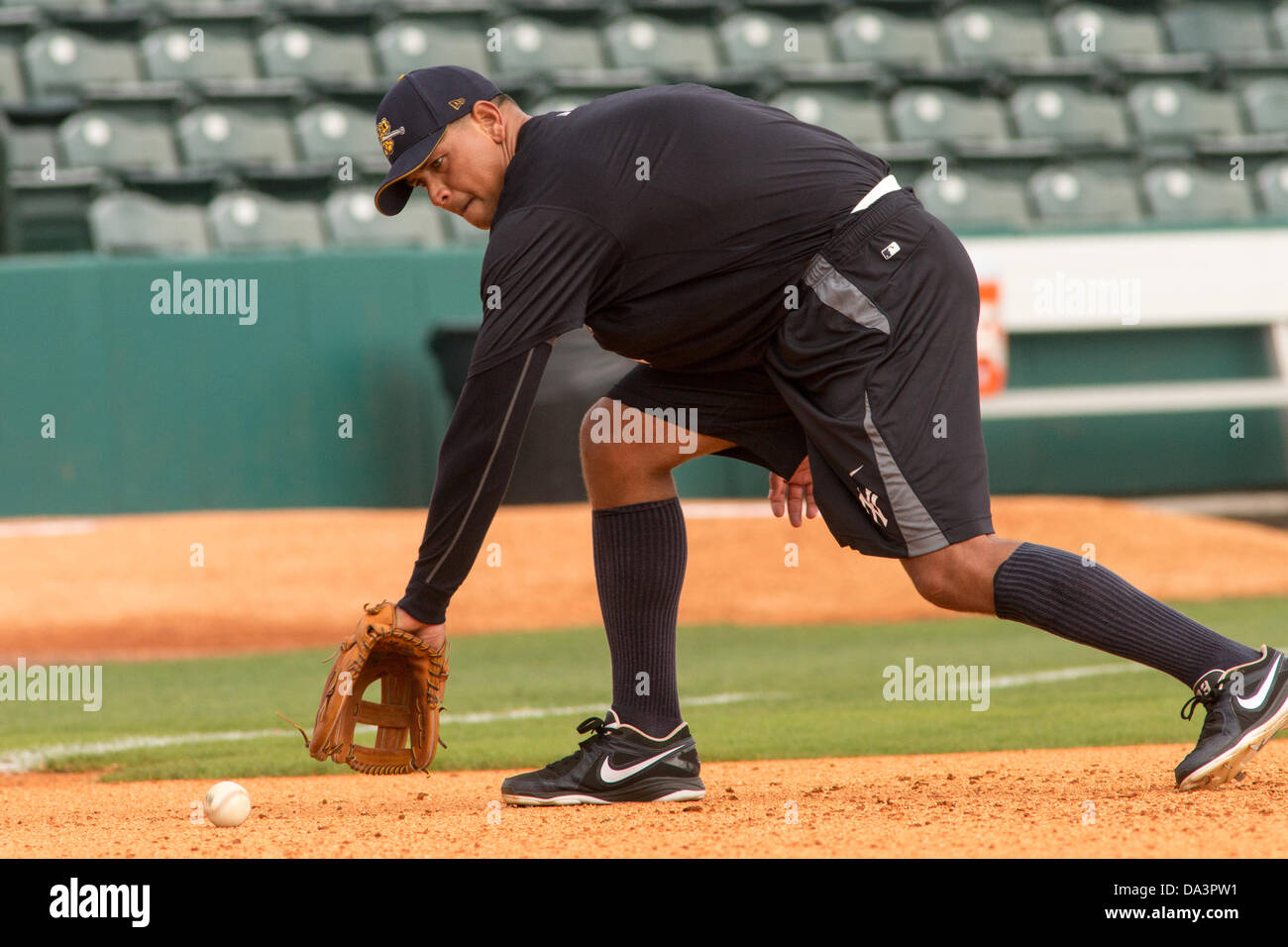 New York Yankees Alex Rodriguez during fielding practice before ...