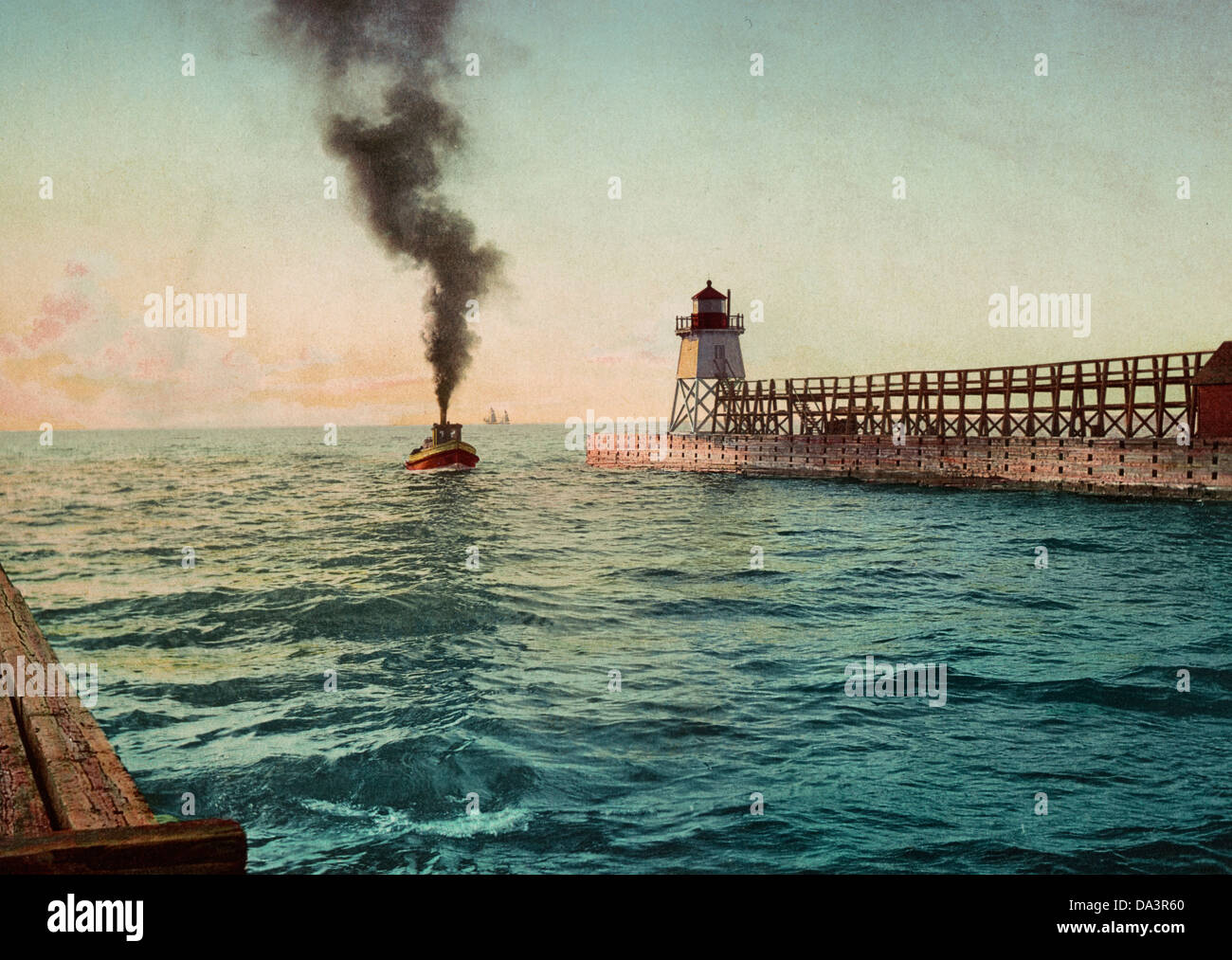 Harbor entrance, Charlevoix, Michigan, circa 1900 Stock Photo - Alamy
