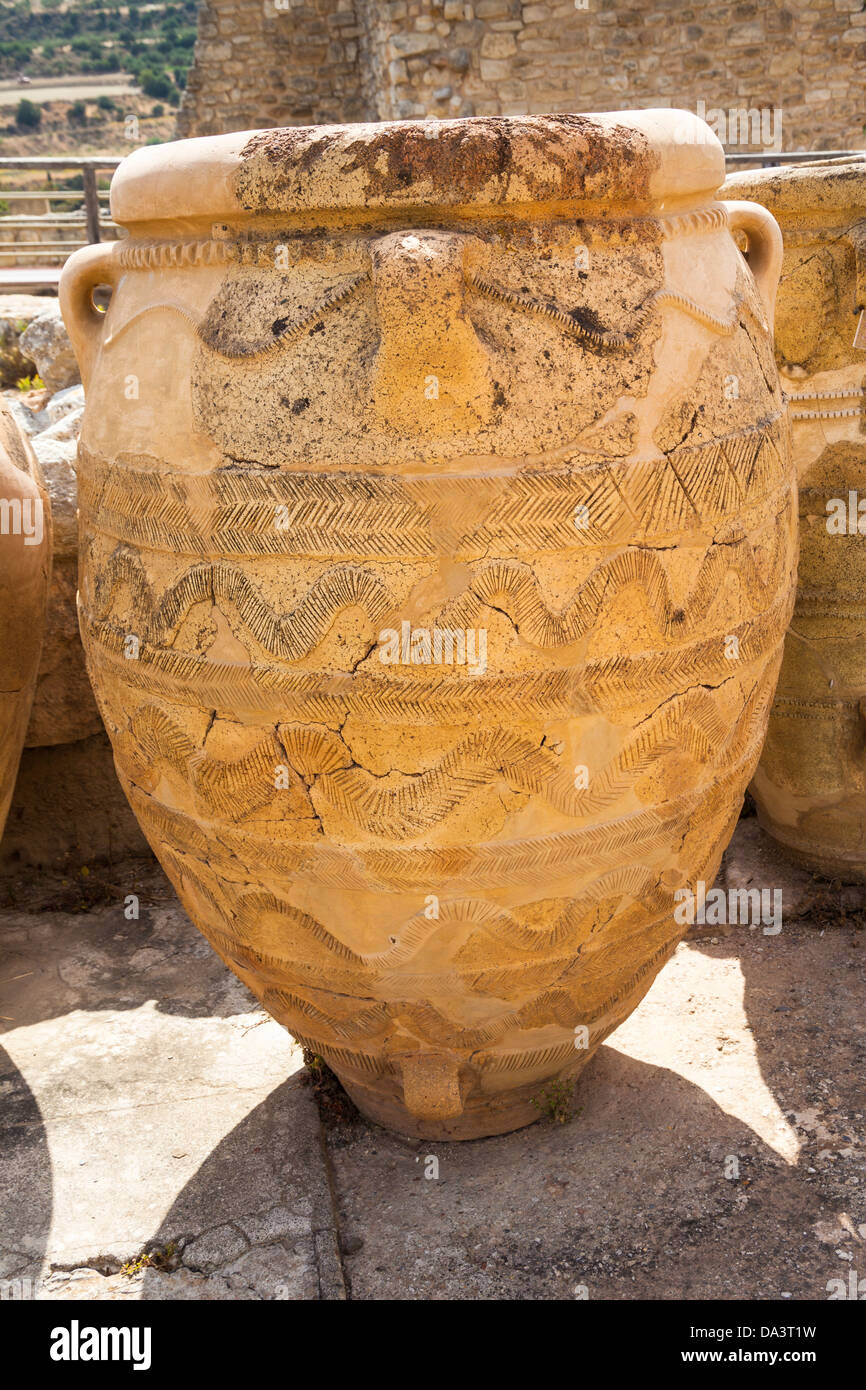 A pithos, large storage jar, Knossos Palace, Knossos, Crete, Greece ...
