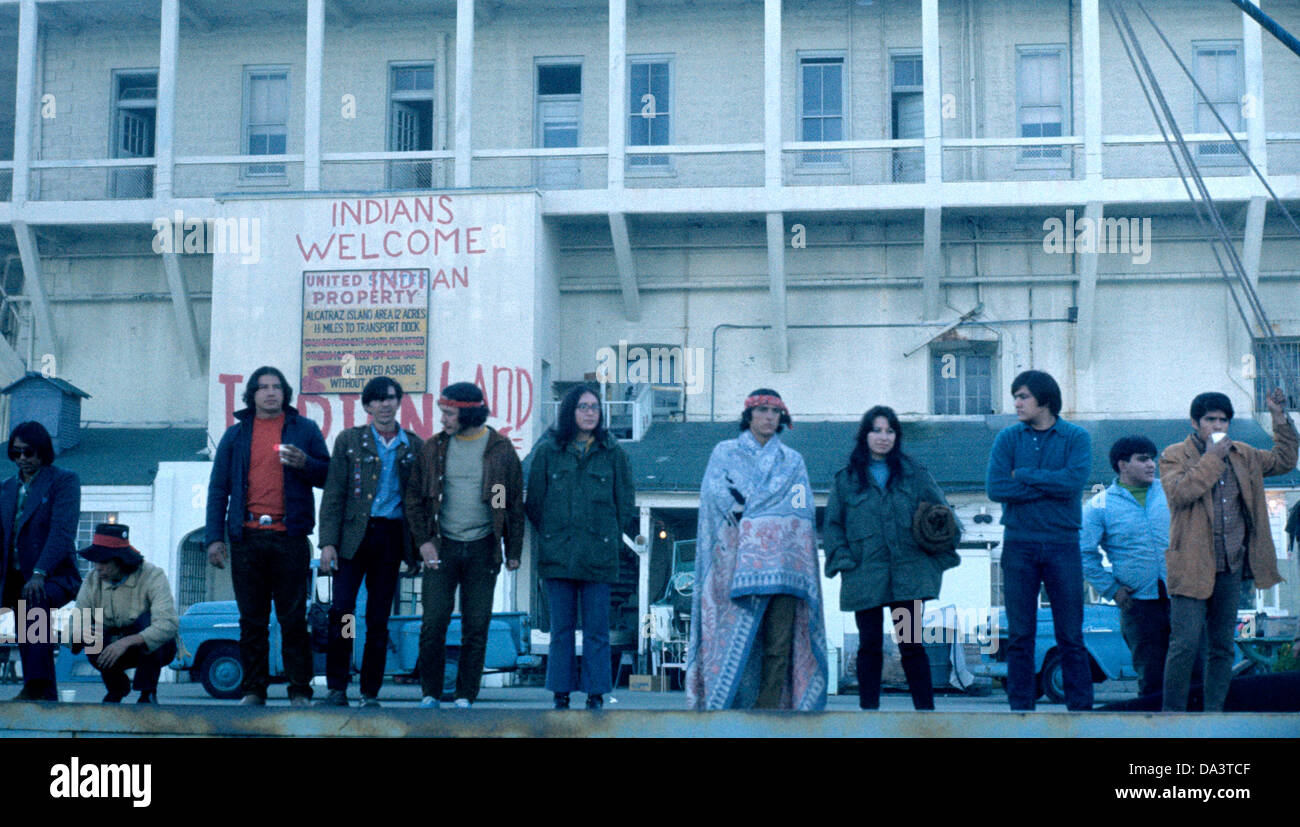 Native American indians protest and occupy Alcatraz Island in 1969 ... Native American indians protest and occupy Alcatraz Island in 1969 ...