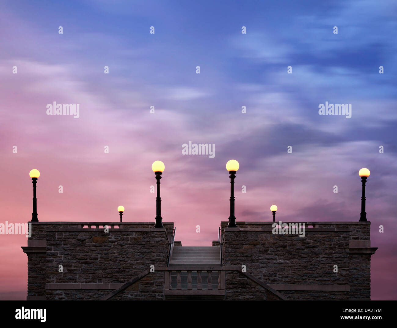 Classical Architecture, Rooftop Lights Under Twilight Skies At Ault ...