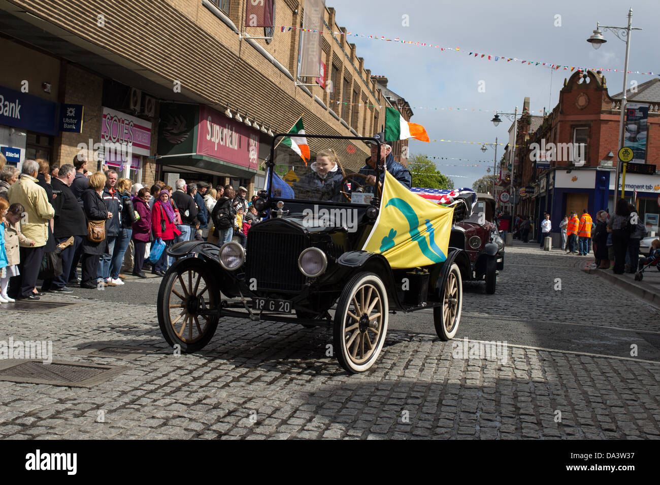 Vintage car at the Parade of Flags and Emblems in Dún Laoghaire ...
