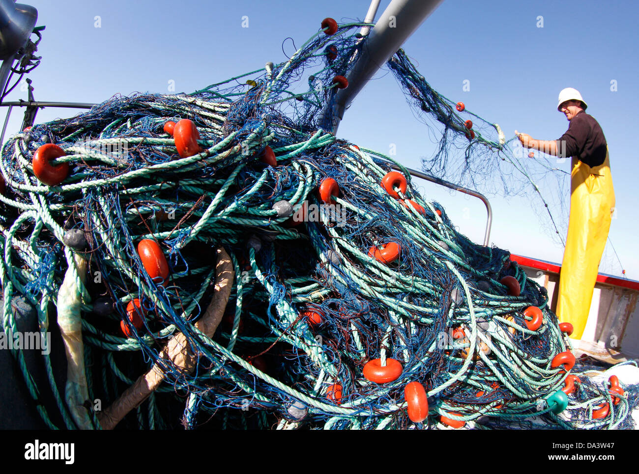 Inside a Gill net lobsters fishing boat Stock Photo - Alamy