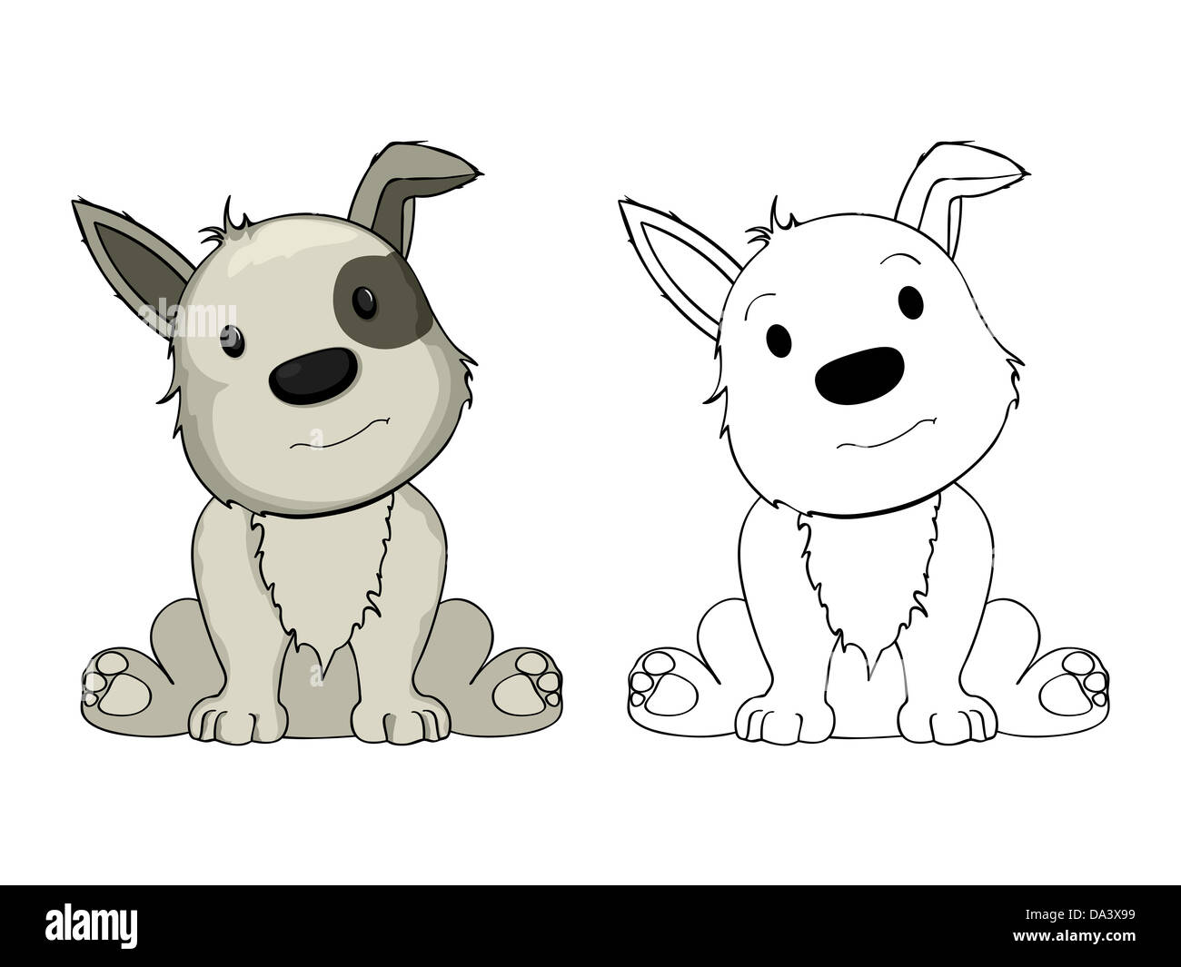 Cartoon puppy drawing on white background Stock Photo - Alamy